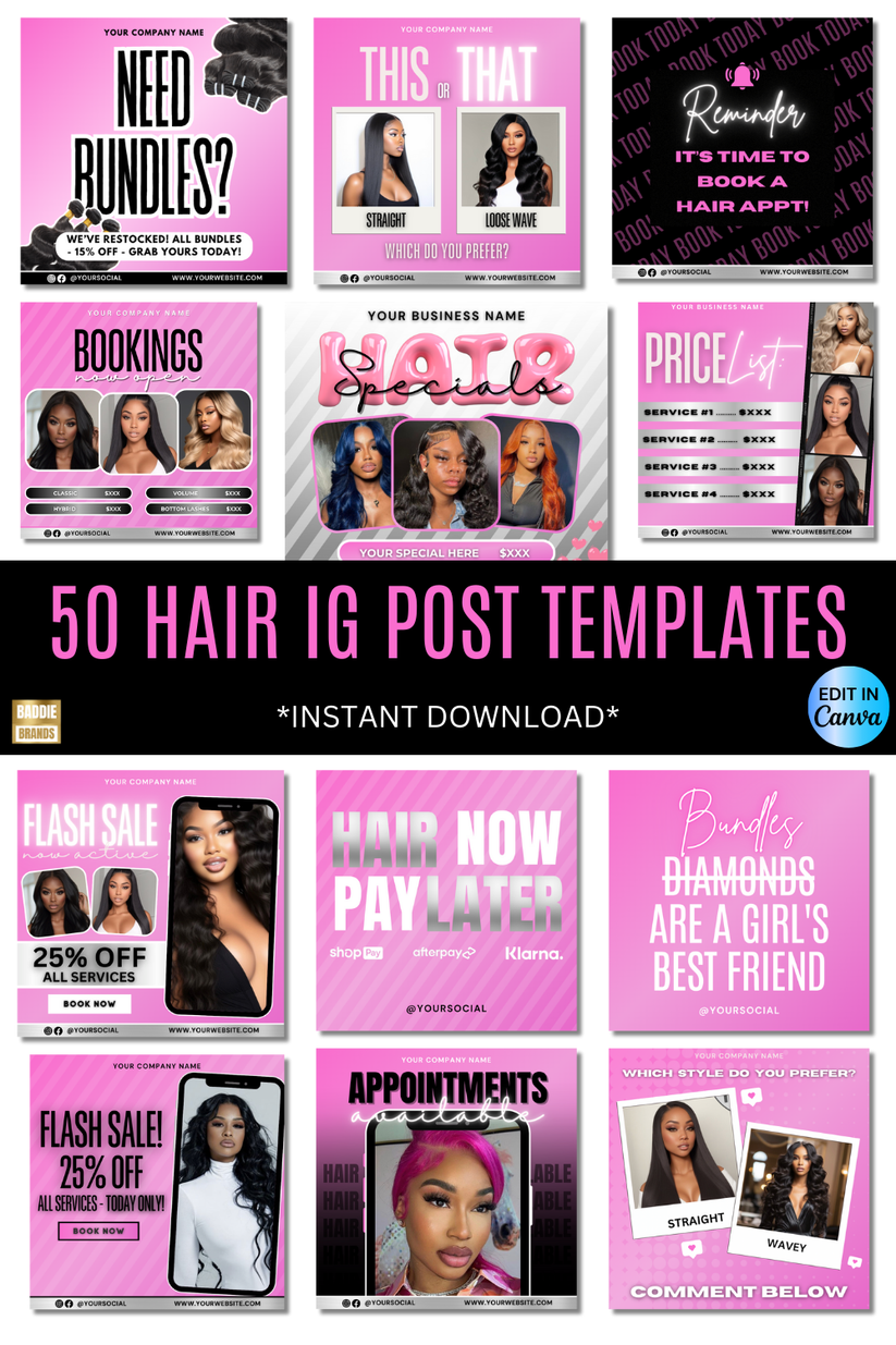 Hair Business Social Media Bundle | Booking Flyers, Book Now Flyer, Ha ...